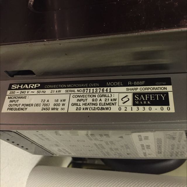 Sharp Microwave + Convection Oven + Grill R888-F, Furniture & Home ...