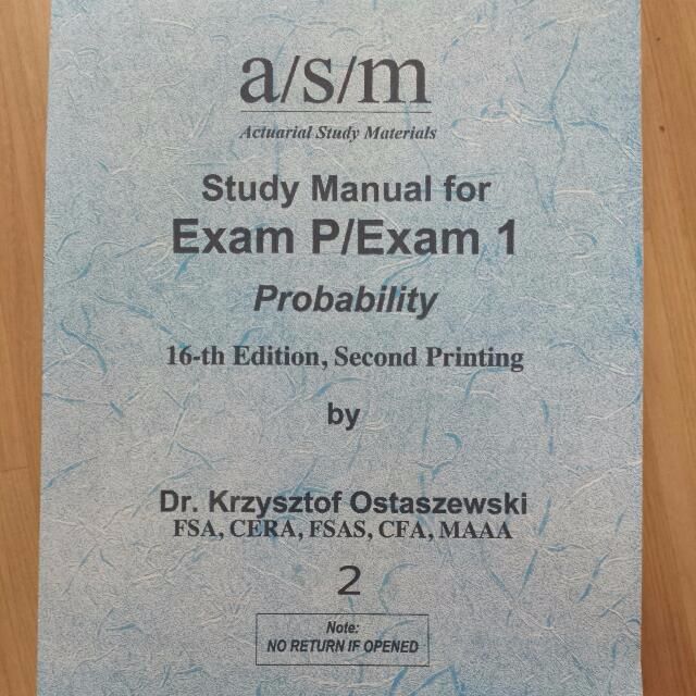 [INSTOCK] ASM SOA Exam P Probability Actuarial Study Manual Society of ...