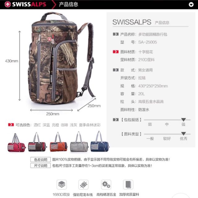 Swiss Alps Foldable Duffle Backpack 20L, Sports Equipment, Sports ...
