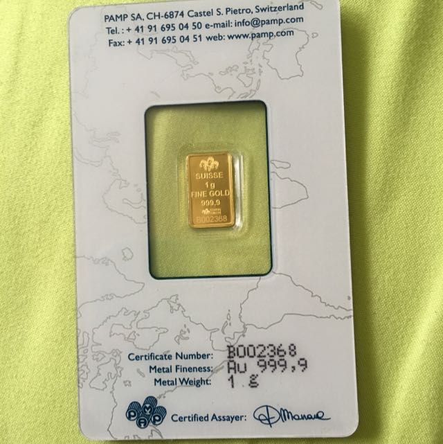 Gold Bar 1g Au 999,9, Everything Else on Carousell