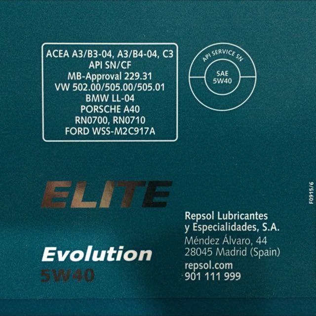 Repsol Elite Evolution 5W40 Engine Oil, Car Accessories on Carousell