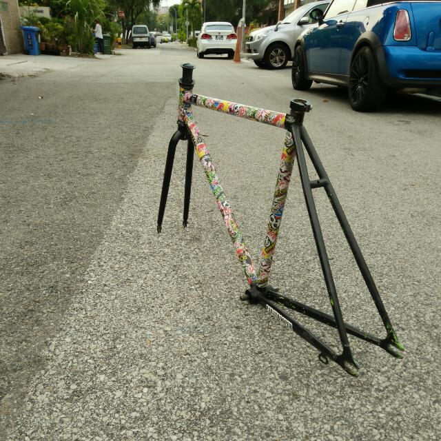 Sticker Bomb Fixie Frameset, Sports Equipment, Bicycles & Parts, Parts ...