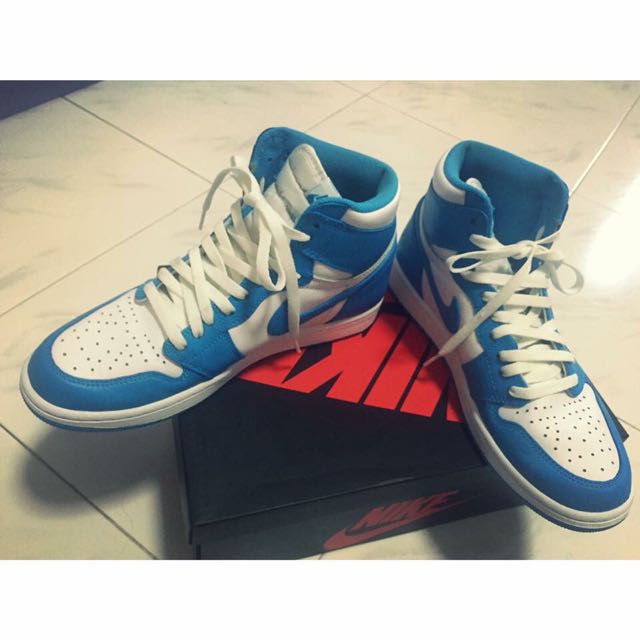 Nike Air Jordan 1 Retro High OG Powder Blue, Women's Fashion, Footwear ...