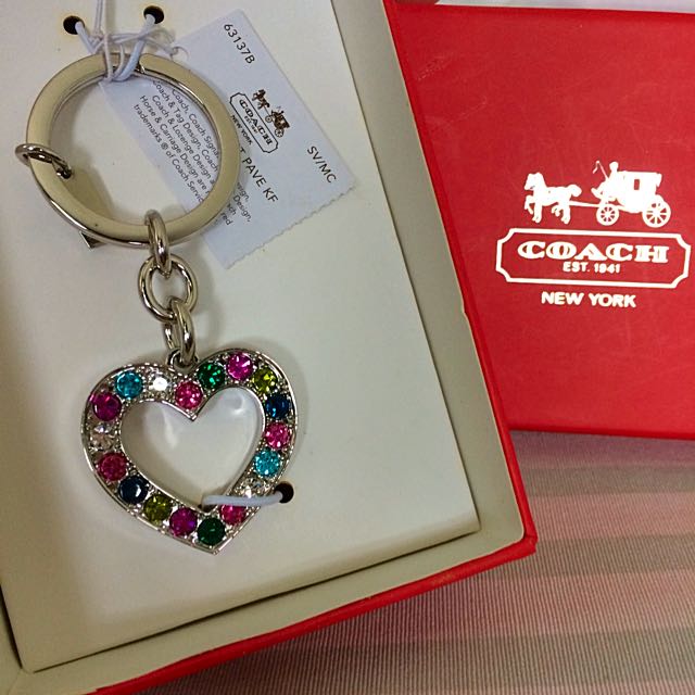 Authentic Coach Legacy Heart Pave Keychain, Women's Fashion, Bags ...