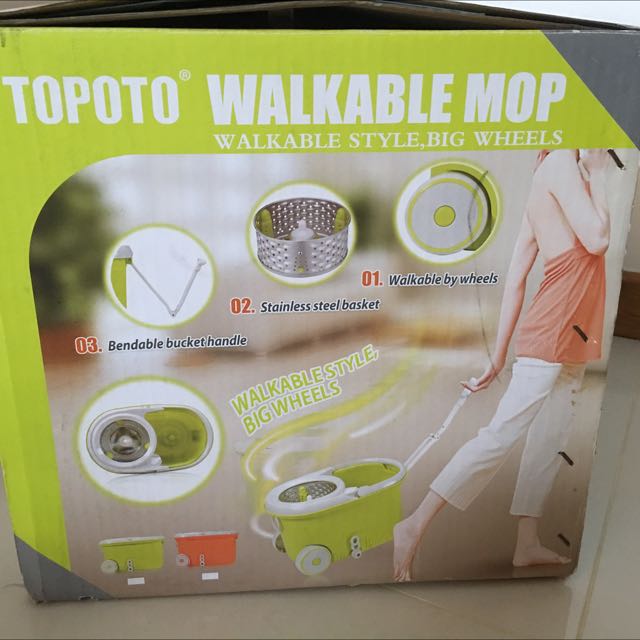 Walkable Mop (TOPOTO) Big Wheel Design With Excellent Spin, Dry & Mop ...