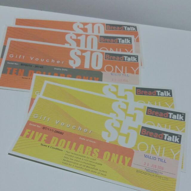 (Reserved) Breadtalk Gift Voucher, Tickets & Vouchers, Vouchers on ...