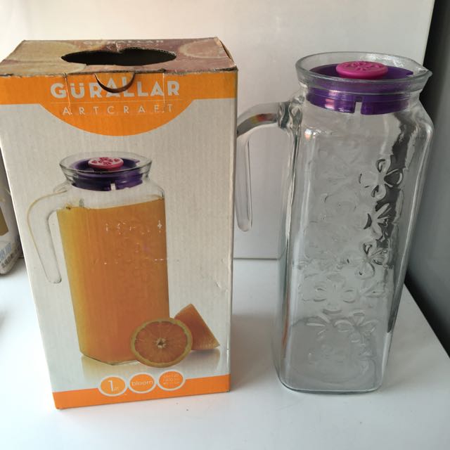 Gurallar Artcraft Bloom Square Glass Refrigerator Pitcher With Lid ...