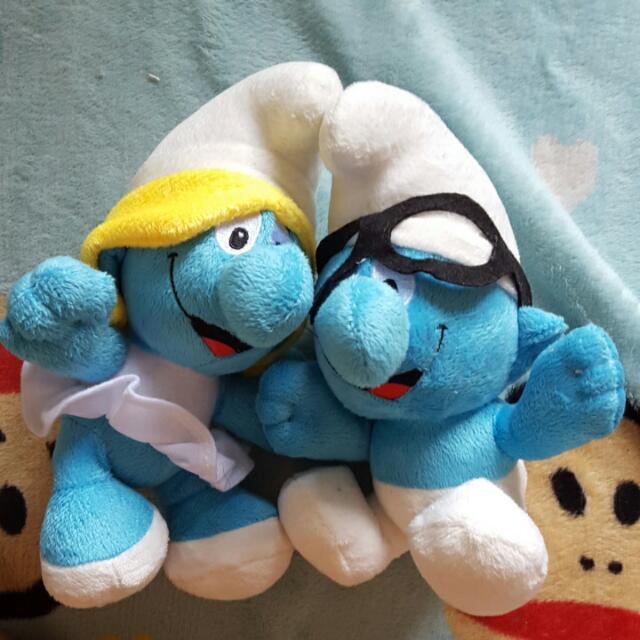 smurf and smurfette plush toys, Hobbies & Toys, Toys & Games on Carousell