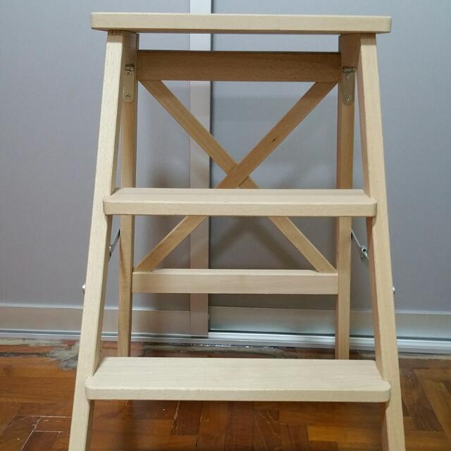 Price Reduced! Wooden 3-Steps Ladder, Babies & Kids, Baby Nursery ...