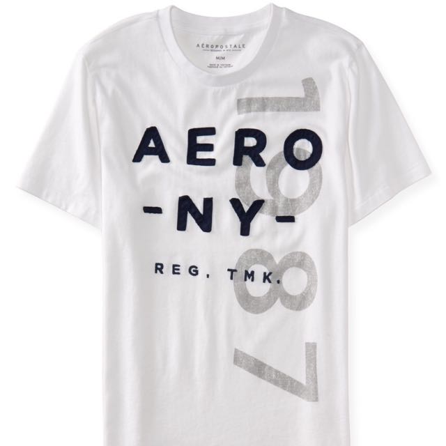 Aero NY 1987 Vertical Logo Graphic T, Men's Fashion, Tops & Sets ...