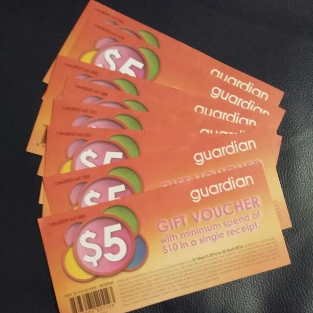8 x $5 Guardian Vouchers to go, Tickets & Vouchers, Vouchers on Carousell