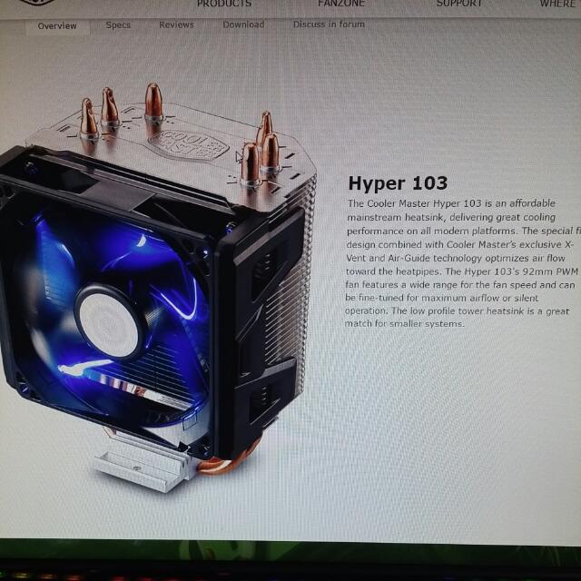 Cooler Master Hyper 103 Cpu cooler, Computers & Tech, Parts & Accessories, Networking on Carousell