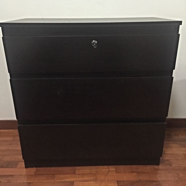 IKEA Chest of 3 drawers with Locker, Furniture & Home Living, Furniture ...