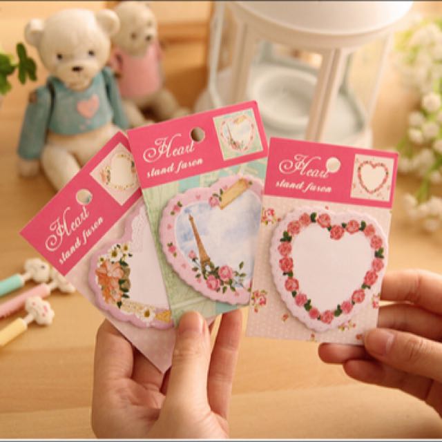 Korea Fresh Back To Ancient Heart Shape Sticky Notes, Hobbies & Toys ...