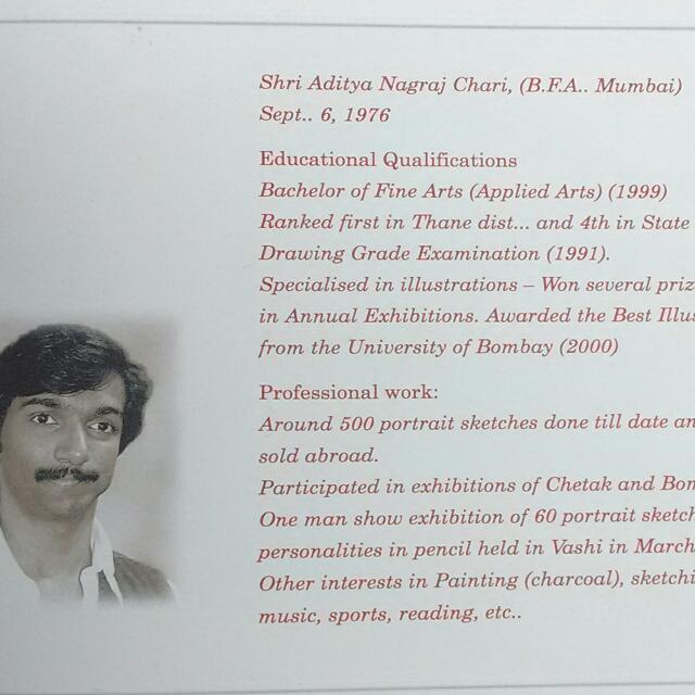 Drawing Tutorials Book - 'Portrait Techniques' by Indian Artist Aditya N Chari ($20), Hobbies ...