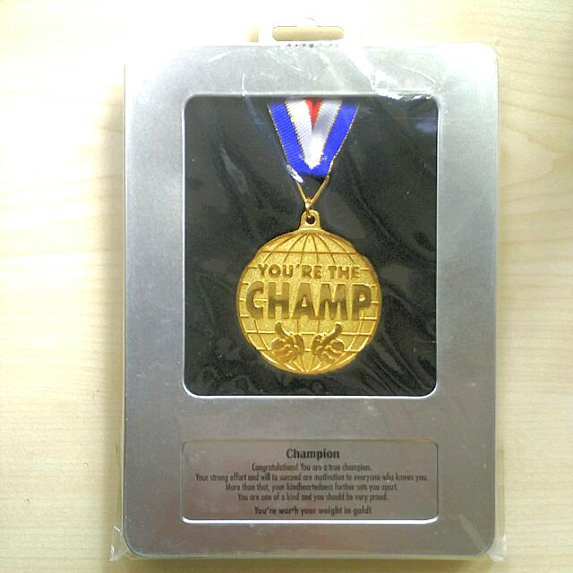 'You're The Champ' Congratulatory Plaque/Medal, Hobbies & Toys ...
