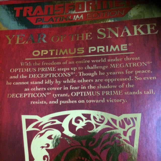 Transformer Platinum Optimus Prime Year Of The Snake, Hobbies & Toys ...