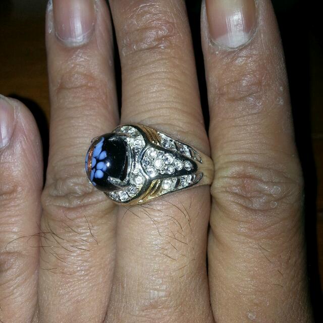 Batu Cincin/ Ring/ Gems/ Stone - Firus biru with 1 gold vein. (RARE ...