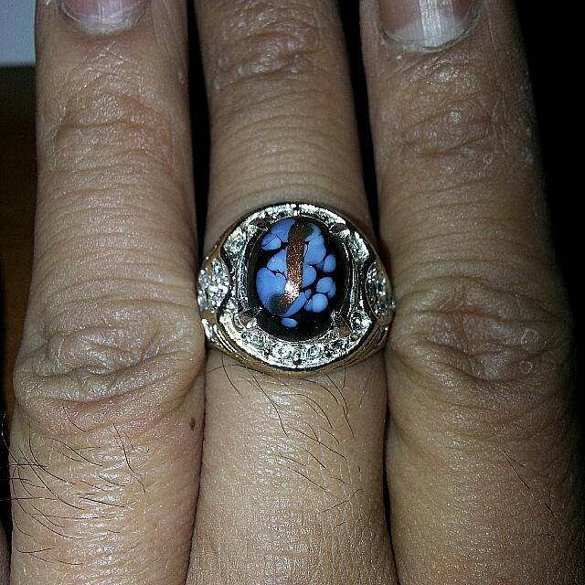 Batu Cincin/ Ring/ Gems/ Stone - Firus biru with 1 gold vein. (RARE ...