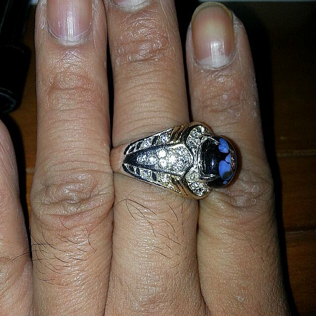 Batu Cincin/ Ring/ Gems/ Stone - Firus biru with 1 gold vein. (RARE ...