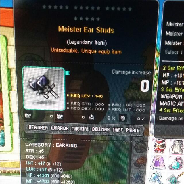 maplestory meister ear studs, Hobbies & Toys, Toys & Games on Carousell