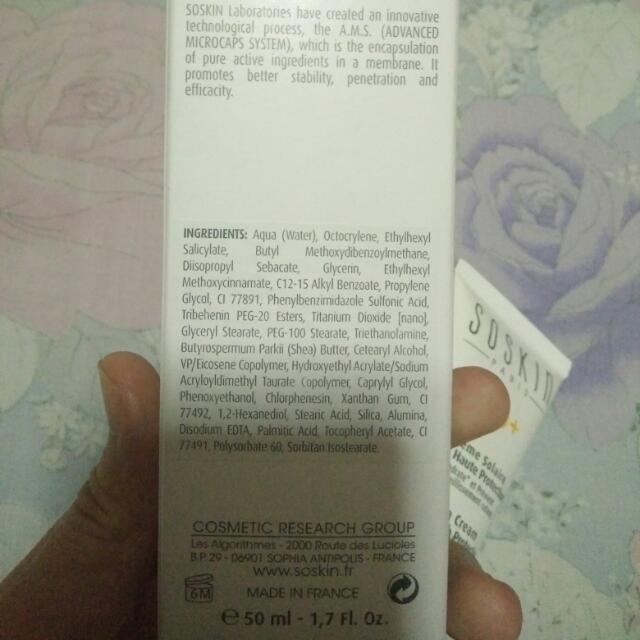 SOSKIN Paris Sunscreen SPF 50+, Beauty & Personal Care, Face, Face Care ...