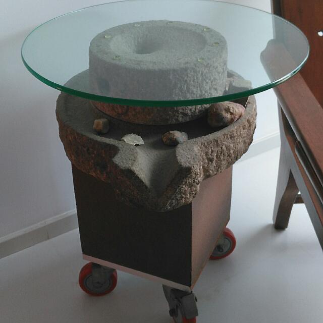 Vintage Stone Grinder side table, Furniture & Home Living, Furniture ...
