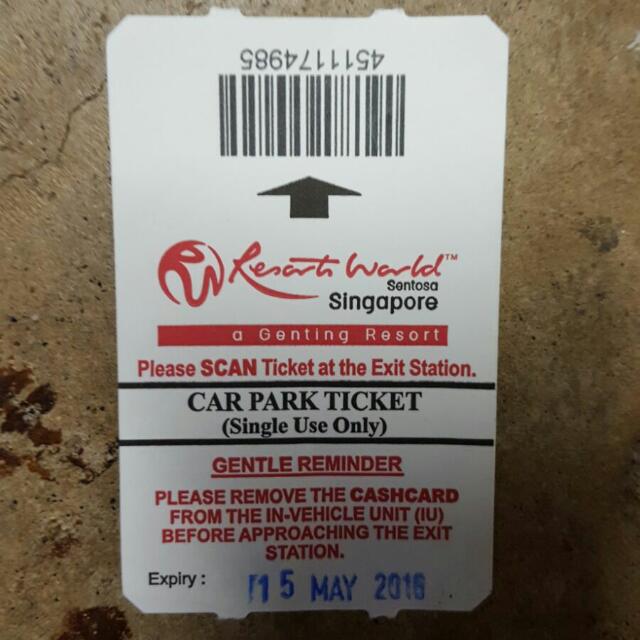 RWS Complimentary Carpark Ticket, Tickets & Vouchers, Local Attractions ...