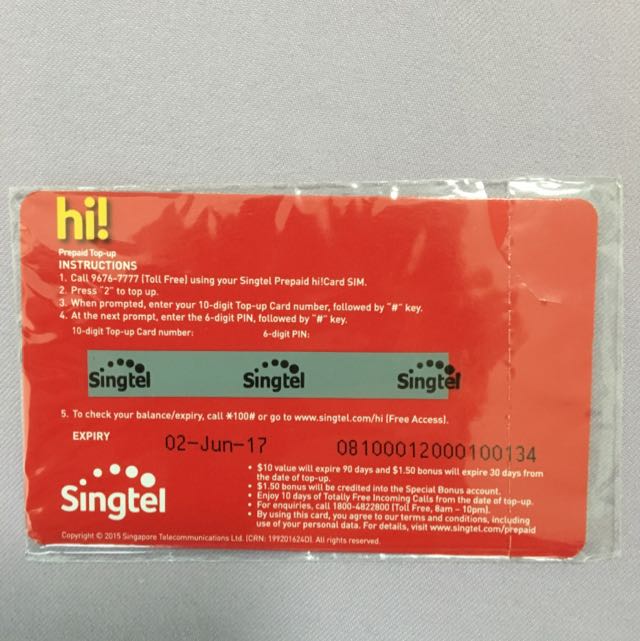 Singtel Prepaid Top-up 10 Dollars, Everything Else on Carousell