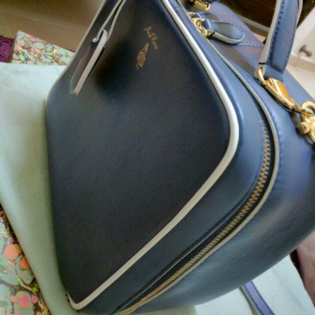 Mark Cross Laura bag in Navy/White, Luxury, Bags & Wallets on Carousell
