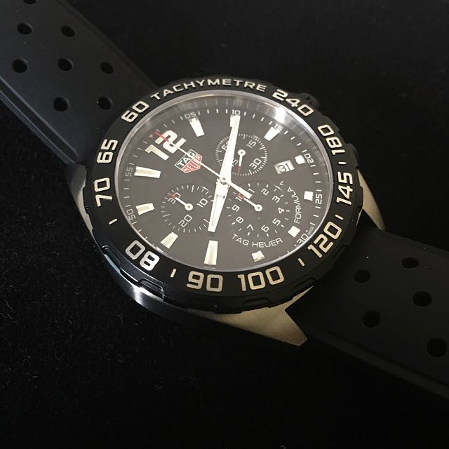 FS.BNIB TAG HEUER FORMULA 1 BLACK RUBBER CHRONOGRAPH 43MM WATCH CAZ1010 ...