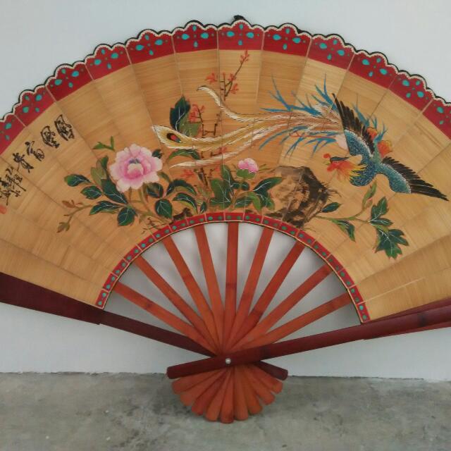 Giant Chinese Folding Fan (Hand Made - Bamboo And Wood), Furniture ...