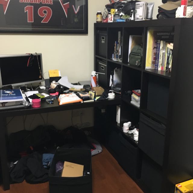 Free Ikea Kallax 4x4 Shelving Unit With Desk, Furniture & Home Living ...