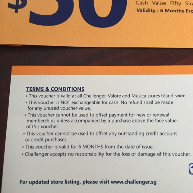$100 Challenger Gift Voucher, Tickets & Vouchers, Vouchers on Carousell