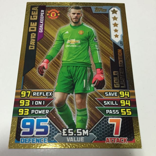 Match Attax Extra 2015/ 2016 Gold Limited Edition David De Gea LE3 Card ...