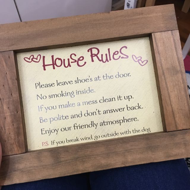 Hanging House Rules Sign, Furniture & Home Living, Home Decor, Other ...