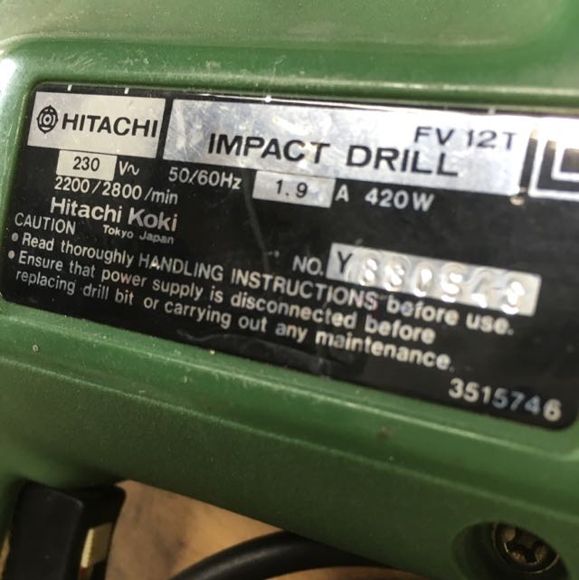 Hitachi Impact Drill FV12T, Sports Equipment, Exercise & Fitness ...