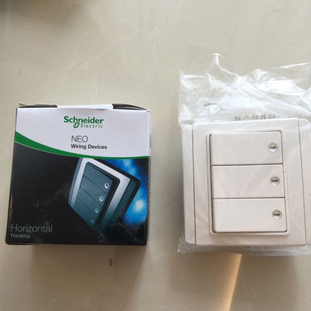 Schneider Neo Clipsal Switch 3 Gang 1 Way, Furniture & Home Living ...