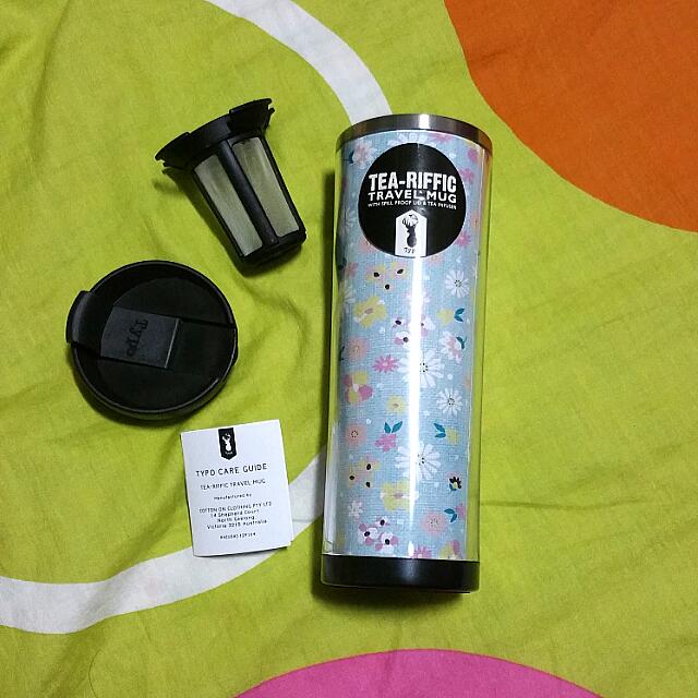 Typo Travel Mug With Tea Strainer, Everything Else on Carousell