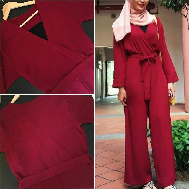 WIDE LEG JUMP SUIT, Women's Fashion, Bottoms, Other Bottoms on Carousell