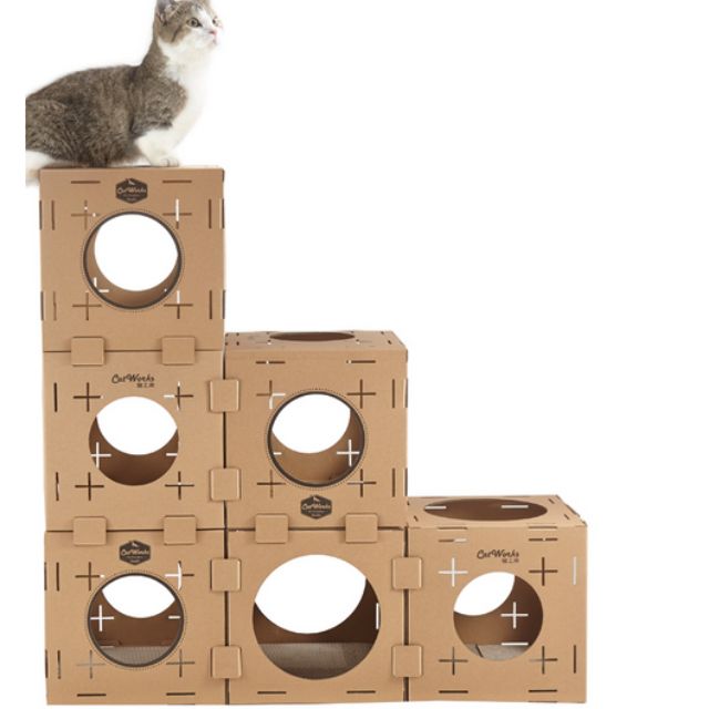 Cat DIY Box tower, Pet Supplies, Homes & Other Pet Accessories on Carousell