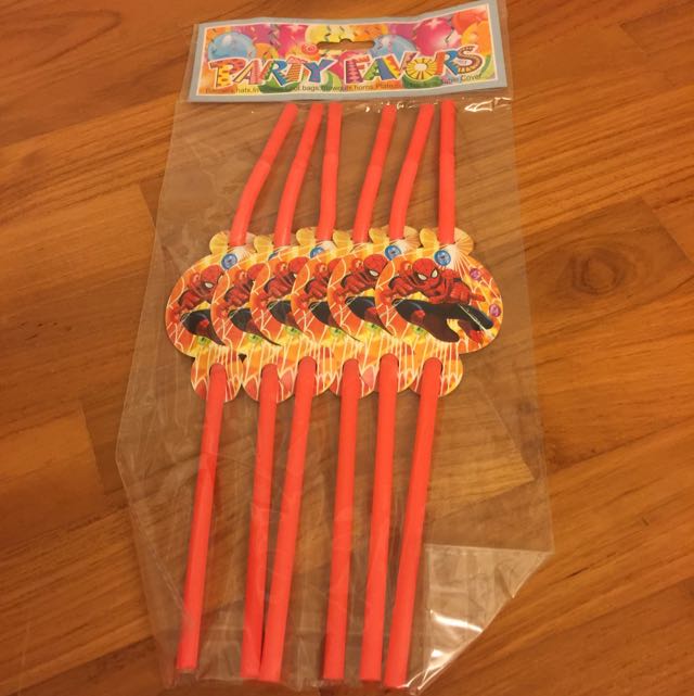 Spider-Man Party Straw, Hobbies & Toys, Toys & Games on Carousell