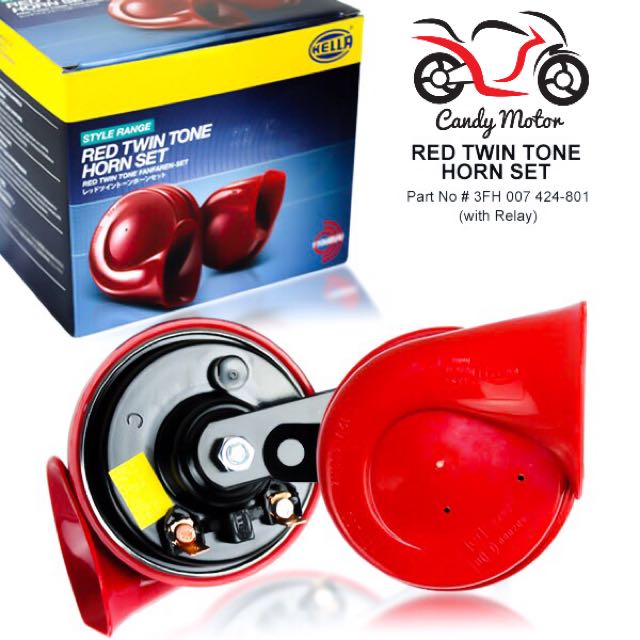 Hella Red / Black Twin Tone Horn Set (Fanfaren Set), Motorcycles ...