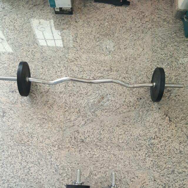 EZ-Bar With 10kg Weight, Sports Equipment, Exercise & Fitness, Cardio ...