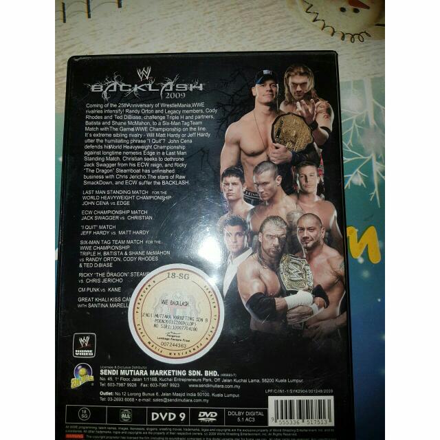 WWE BACKLASH 2009 ORIGINAL DVD, Hobbies & Toys, Collectibles ...