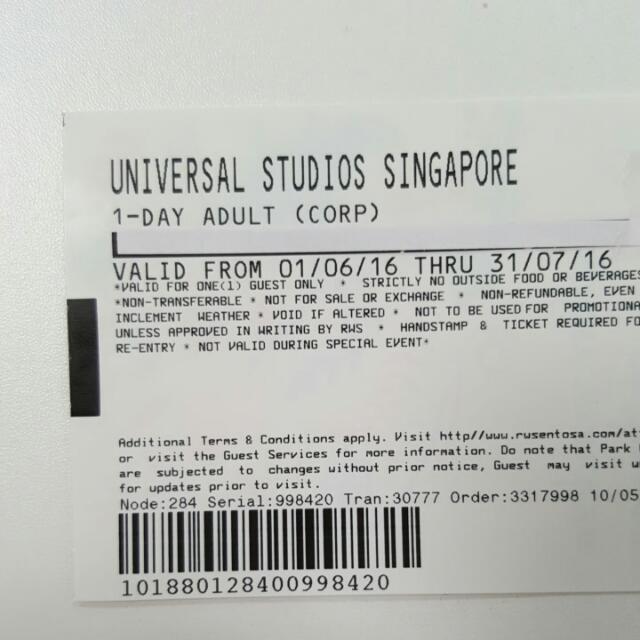 (RESERVED) Universal Studios Singapore (USS) Ticket, Tickets & Vouchers ...