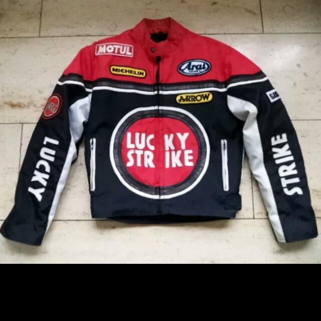 Old School Lucky Strike Motorcycle Riding/Racing Jacket, Men's Fashion ...