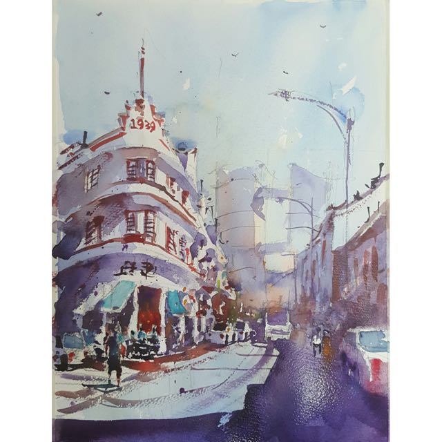 Watercolour Hand Painting Of Tanjong Pagar, Singapore, Hobbies & Toys ...