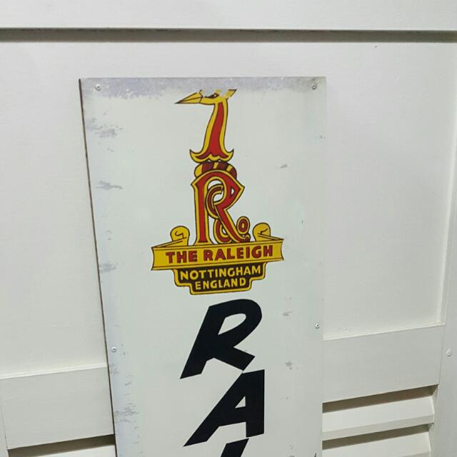 Vintage Raleigh Tin Sign, Hobbies & Toys, Memorabilia & Collectibles ...