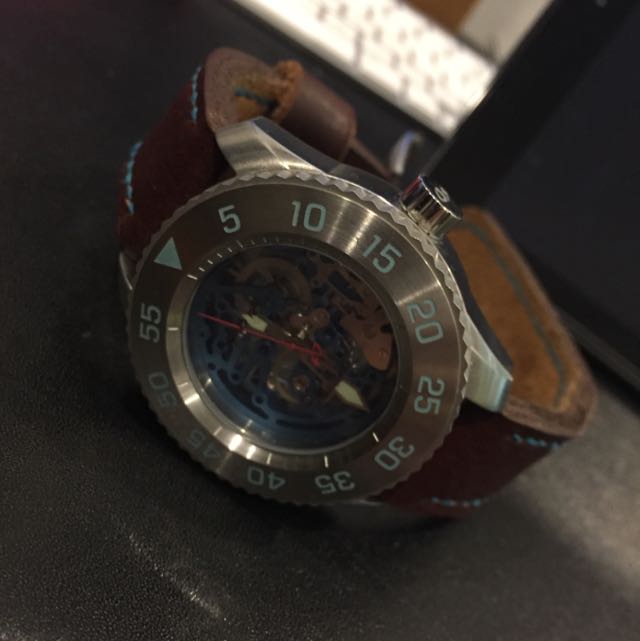 Android Automatic Watch - USA With Custom Leather Strap, Luxury ...